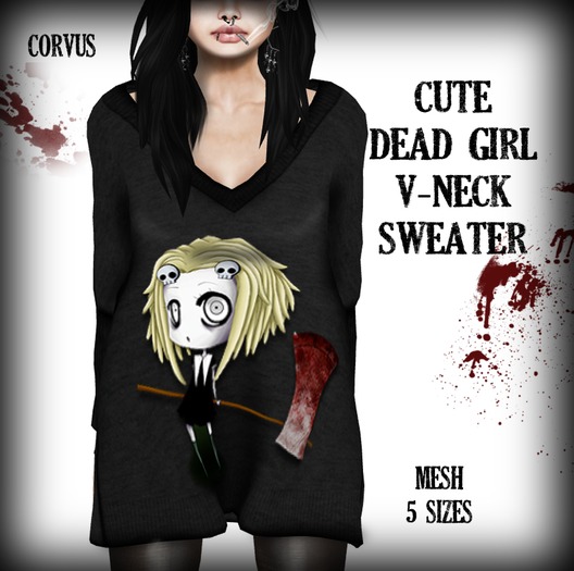 Second Life Marketplace - Corvus :Cute Dead Girl V-Neck Sweater