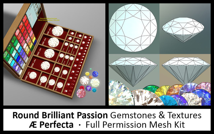 Second Life Marketplace - Mesh Gemstone Building Kit: Round Brilliant ...