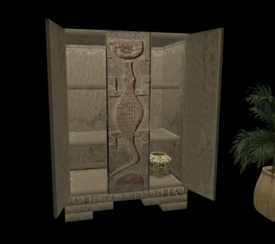 Second Life Marketplace - SQ Carved Antique African Mask Cabinet