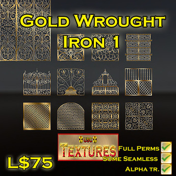 Second Life Marketplace - USC Textures - Gold Wrought Iron 1