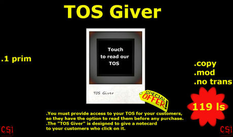 Second Life Marketplace - TOS Giver (box)