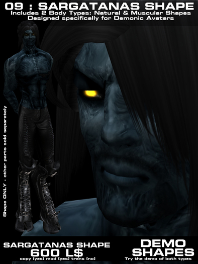 Second Life Marketplace - Violet Studios Male Demon - Sargatanas Shape ...