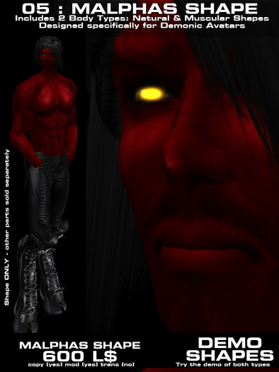 Second Life Marketplace - Violet Studios Male Demon - Malphas Shape ...