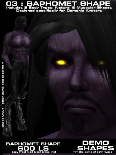 Second Life Marketplace - Violet Studios Male Demon - Baphomet Shape ...