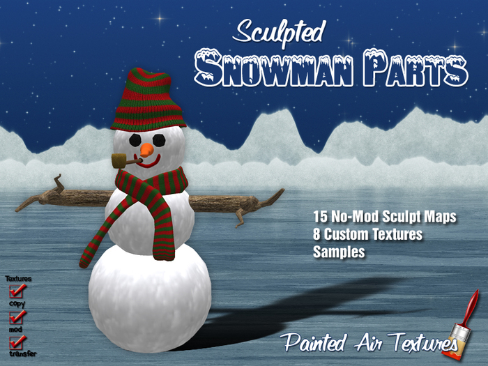 Second Life Marketplace - (PAT Sculpted Snowman Parts Kit)