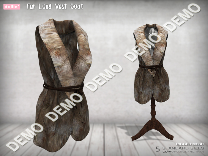 Second Life Marketplace - {dollle*} [DEMO] Fur Long Vest Coat