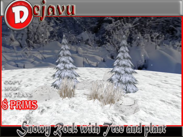 Second Life Marketplace - ^Dejavu^ Snowy Rock with Tree and plant
