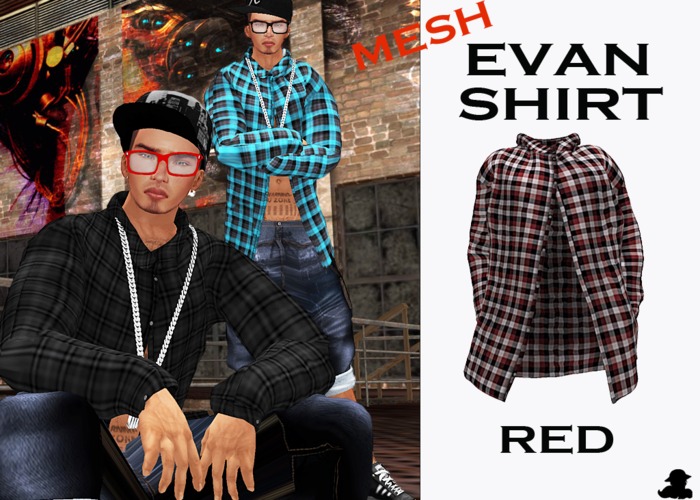 Second Life Marketplace - ~Cysleek =^.-=~ Evan Unbuttoned Mesh Shirt (Red)