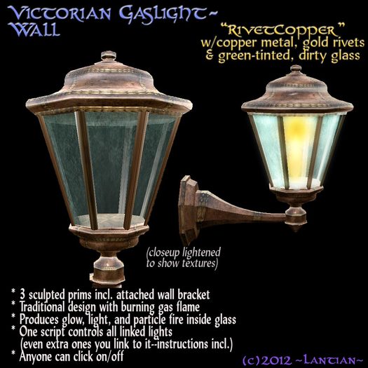 Second Life Marketplace - ~LanTN~Victorian Gaslight-Wall, "RivetCopper ...