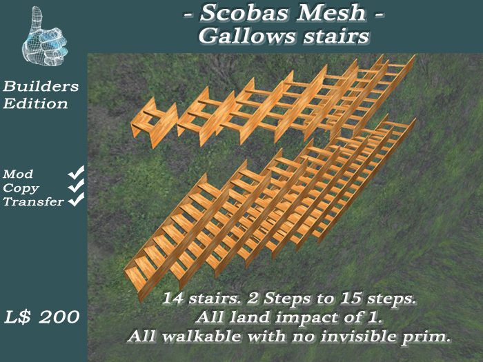 Second Life Marketplace - Scobas Full Perm Mesh Stairs pack 3. Gallows ...