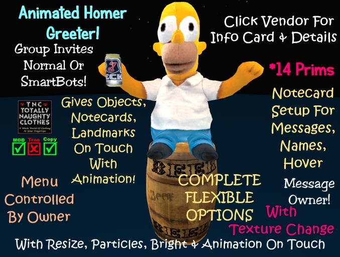 Second Life Marketplace - TNC Animated Homer Greeter, Information Giver ...
