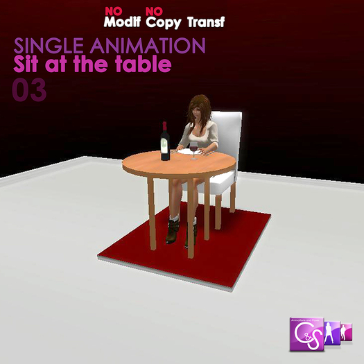 Second Life Marketplace - C&S Animation - Sit at the table 03 (transfer)