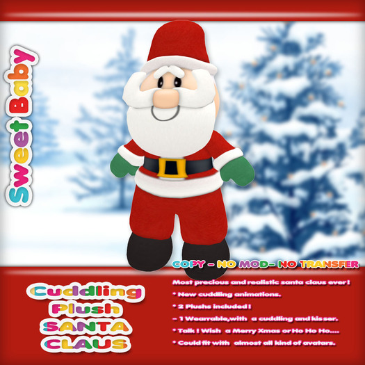 Second Life Marketplace - Sweet Baby - Cuddling Happy Santa Claus Plush