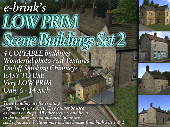 Second Life Marketplace - LOW PRIM Scene Buildings (SET 2) - cottage ...