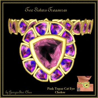 Second Life Marketplace - TST Fan Pink Topaz Cat Eye Choker