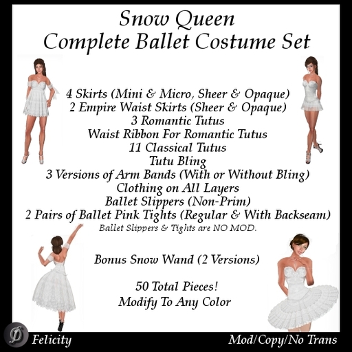 Second Life Marketplace - *Felicity* Snow Queen - Complete Ballet Tutu ...
