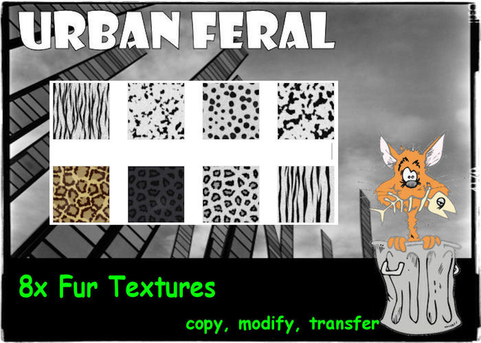 Second Life Marketplace - Urban Feral - 8x Fur Textures