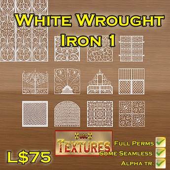 Second Life Marketplace - USC Textures - White Wrought Iron 1