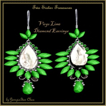 Second Life Marketplace - TST Virgo Lime Diamond Earrings