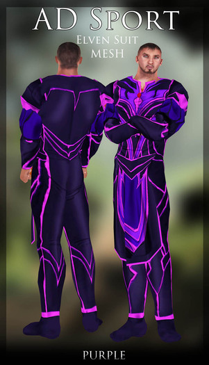 Second Life Marketplace - AD Sport - Elven Male Mesh Suit - Purple