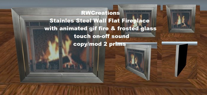 Second Life Marketplace - Stainless Steel In Wall Flat Fireplace with ...
