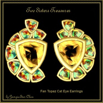 Second Life Marketplace - TST Fan Topaz Cat Eye Earrings