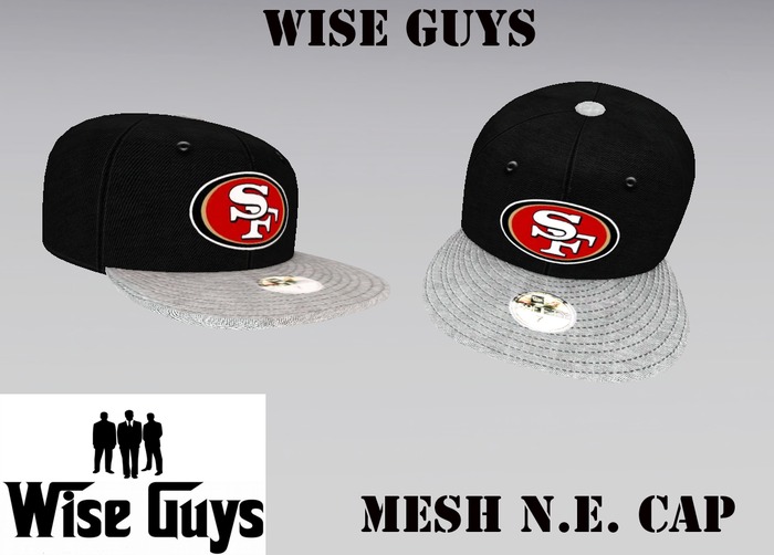 Second Life Marketplace - WISE GUYS BLACK/WHITE BILLED SF MESH N.E. CAP