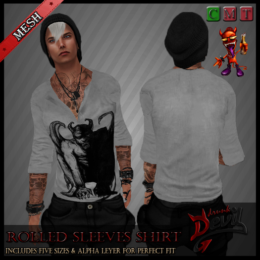 Second Life Marketplace - ..::Drunk Devil ::..~ Evil ~ MESH Sleeves Shirt