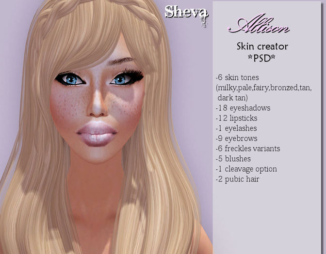 Second Life Marketplace - ***Sheva*** Allison Skin creator Template PSD ...