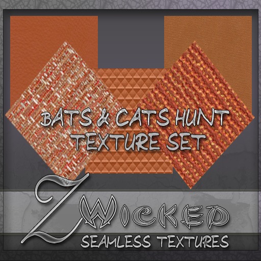 Second Life Marketplace - SZ - Bats & Cats Hunt Seamless Fabric Texture Set