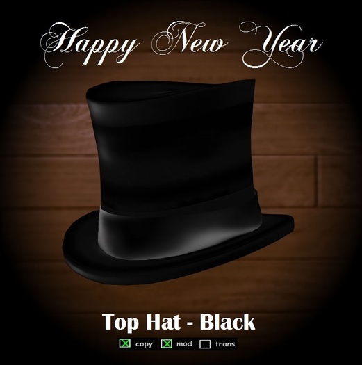 Second Life Marketplace - TWO New Year Top Hats - Black (Boxed)