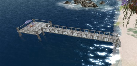 Second Life Marketplace - Off-sim deck with beach set - BOXED