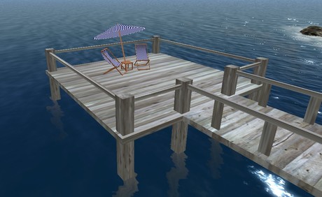 Second Life Marketplace - Off-sim deck with beach set - BOXED