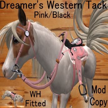 Second Life Marketplace - (DE) WH/Lt Western Tack (black/pink )