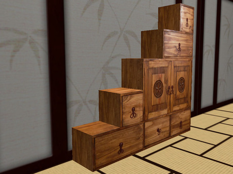 Second Life Marketplace - RE Tansu Step Chest - Japanese Home Decoration