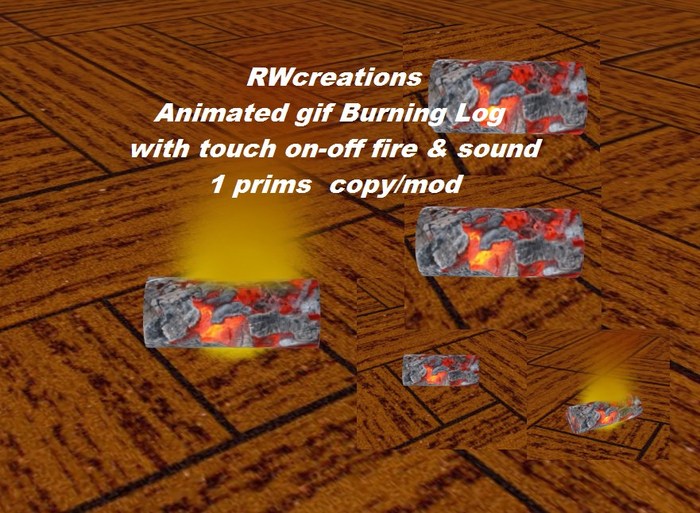 Second Life Marketplace - Animated gif Burning Log with touch on-off ...