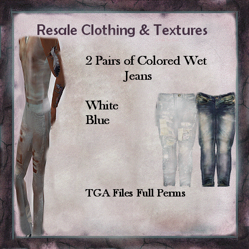 Second Life Marketplace - Resale & Textures 2 Pairs Colored Wet Jeans