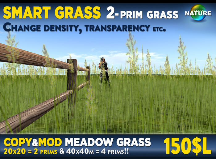 Second Life Marketplace - Smart grass 20,40m - 2prim meadow grass field ...