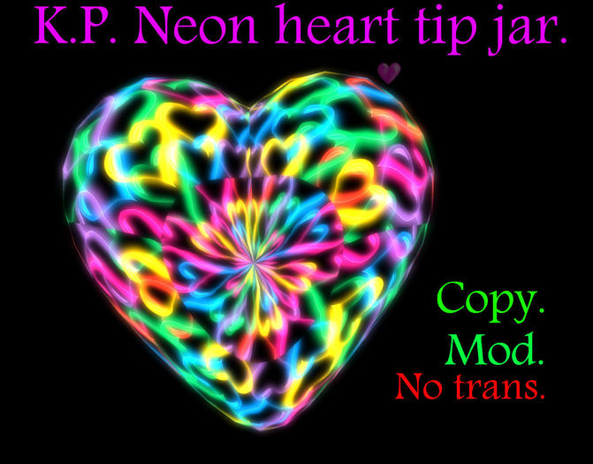 Second Life Marketplace - K.P. Neon Heart tip jar