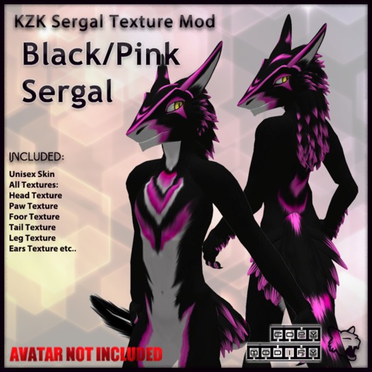 Second Life Marketplace - KZK Sergal (v.1 - old) Black and Pink