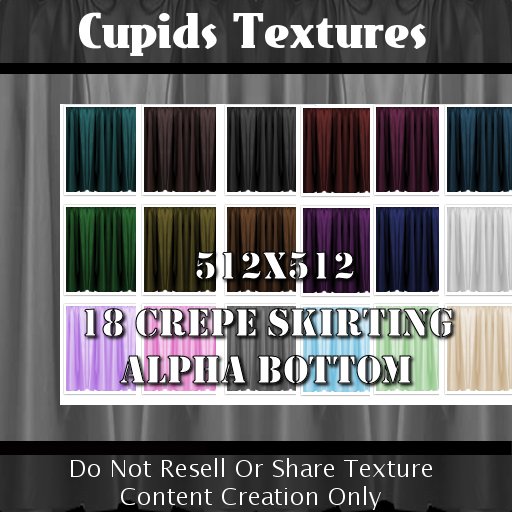 Second Life Marketplace - 18 Crepe Skirting Alpha Bottom textures