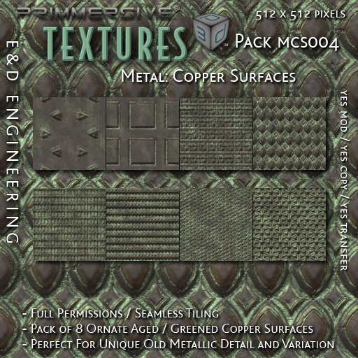 Second Life Marketplace - [MCS004] 8 Ornate Copper Seamless Surface ...