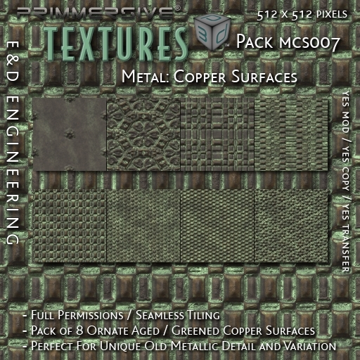 Second Life Marketplace - [MCS007] 8 Ornate Copper Seamless Surface ...