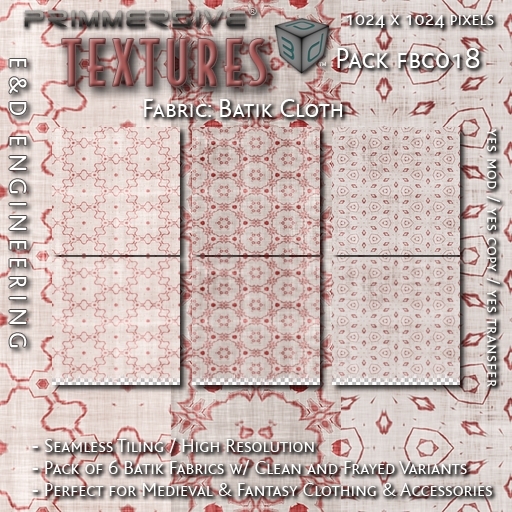 Second Life Marketplace - [FBC018] 6 1024px Batik Ethnic Cloth Seamless ...
