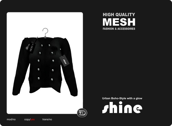 Second Life Marketplace - shine by [ZD] - MESH - Slim Jacket w. Brooch
