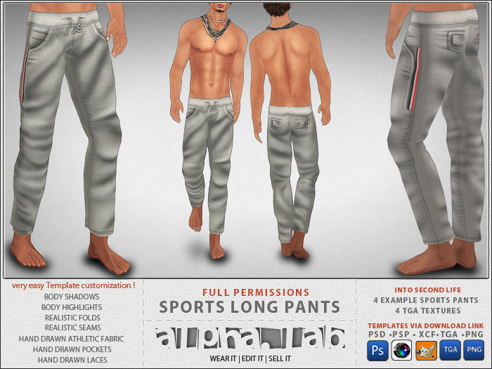 Second Life Marketplace - 30%OFF *HD Full Perms Templates* Sports Long ...