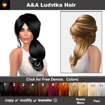 Second Life Marketplace - A&A Ludvika Hair Demos, 70s hairstyle, boho ...
