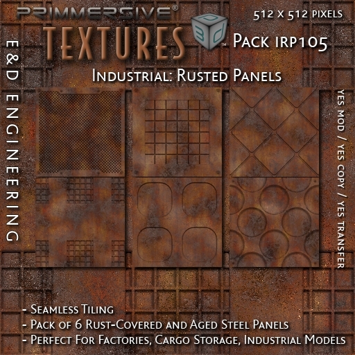 Second Life Marketplace - [IRP105] 6 512px Rusted Metal Panel Textures ...