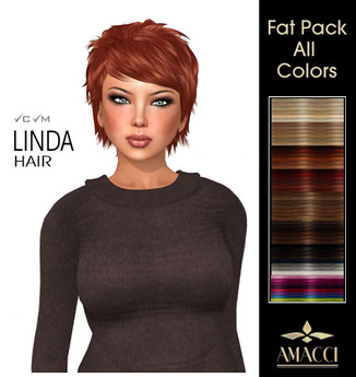 Second Life Marketplace - Amacci Hair ~ Linda - Fat Pack All Colors