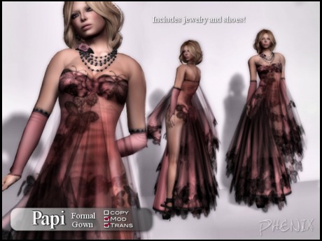 Second Life Marketplace - Phenix 'Papi" Formal Dress Gown - Pink